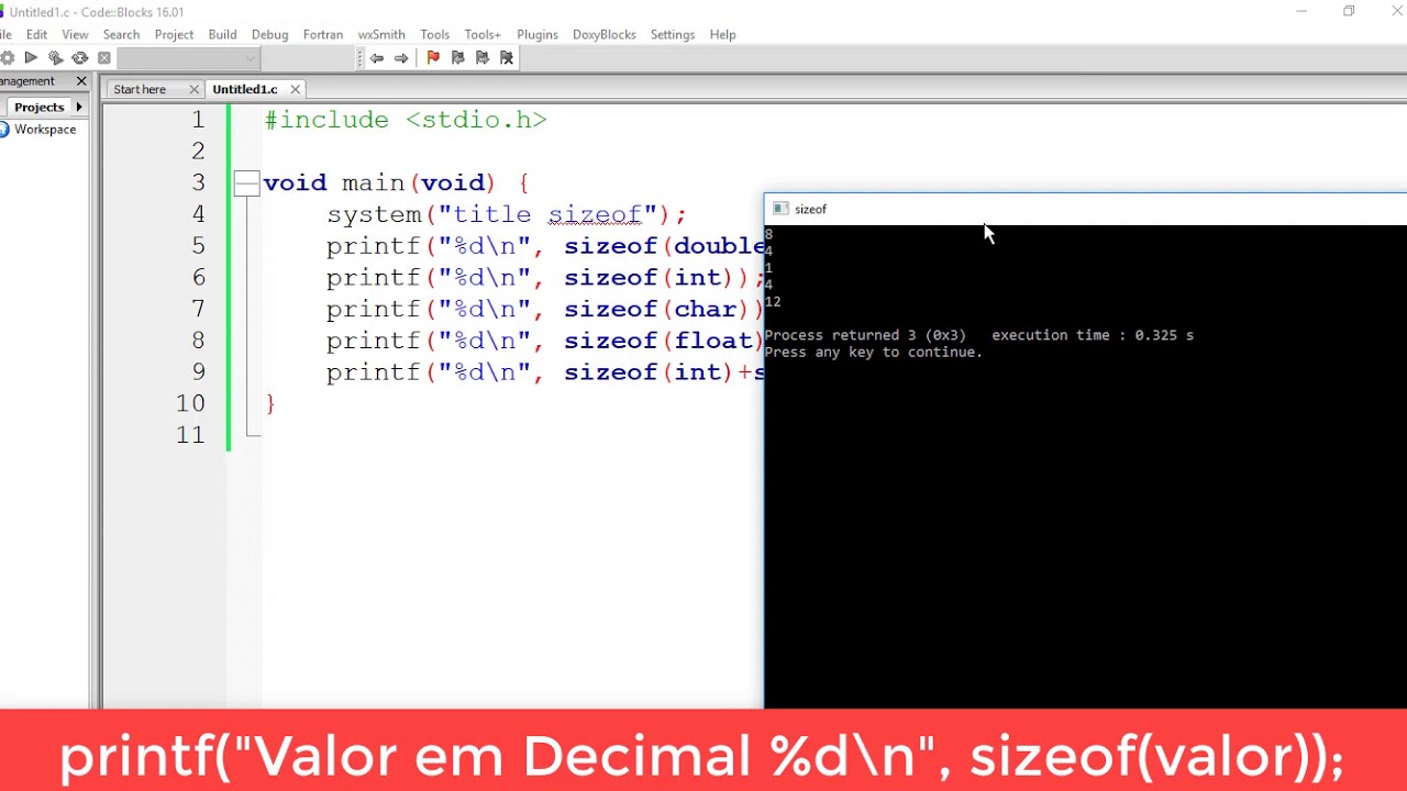 Linguagem C Sizeof Youtube