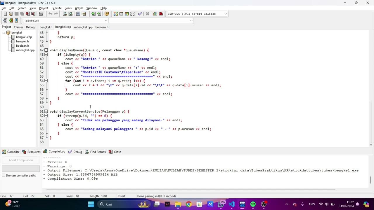 Tugas Besar Struktur Data | Program Antrian Bengkel - YouTube
