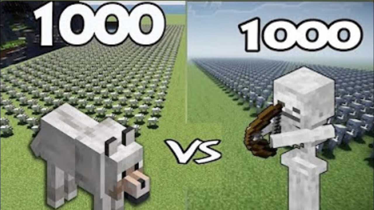 50 Wolf Vs 15 Skeleton In Minecraft | - YouTube