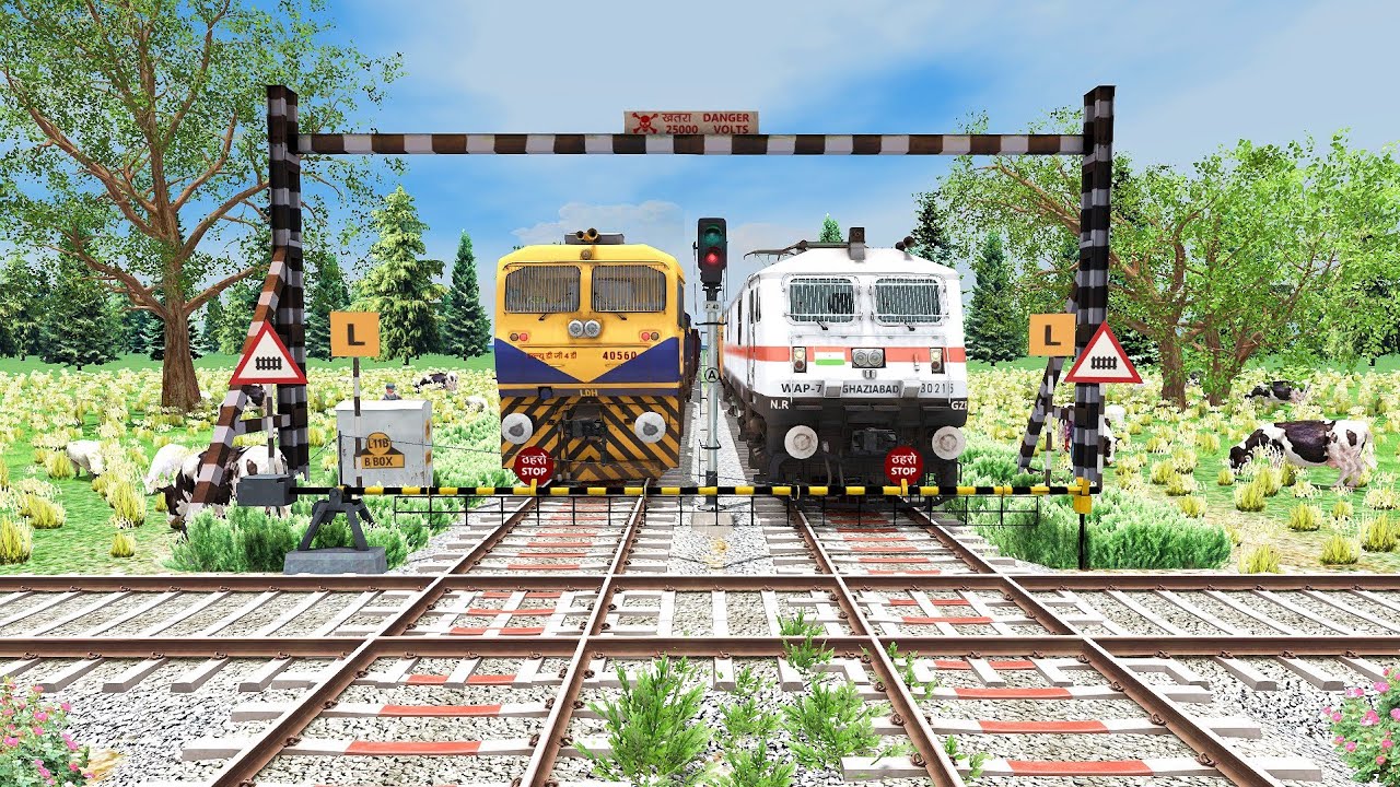 Two Trains Crossing on BRANCHED DIAMOND RAILROAD TRACKS #train - YouTube