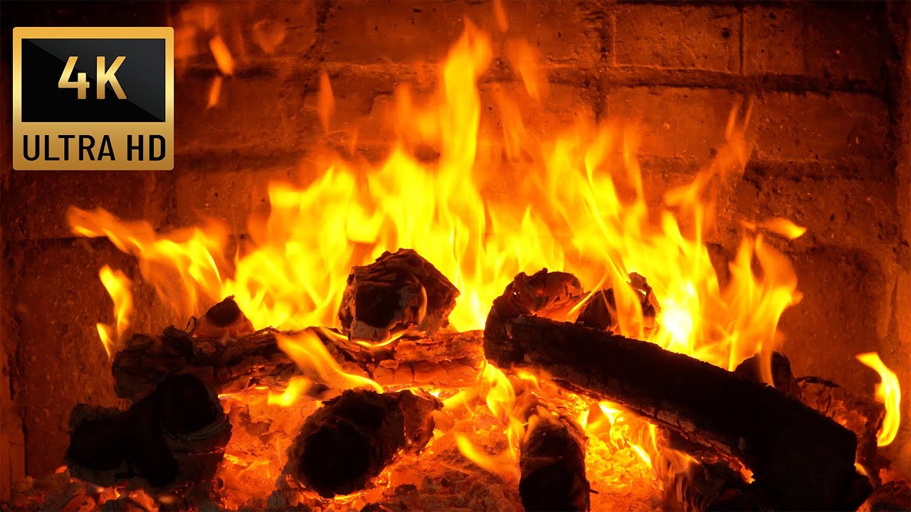 🔥 The BEST Burning FIREPLACE 4K with RELAXING Fire Sounds and the Sound ...