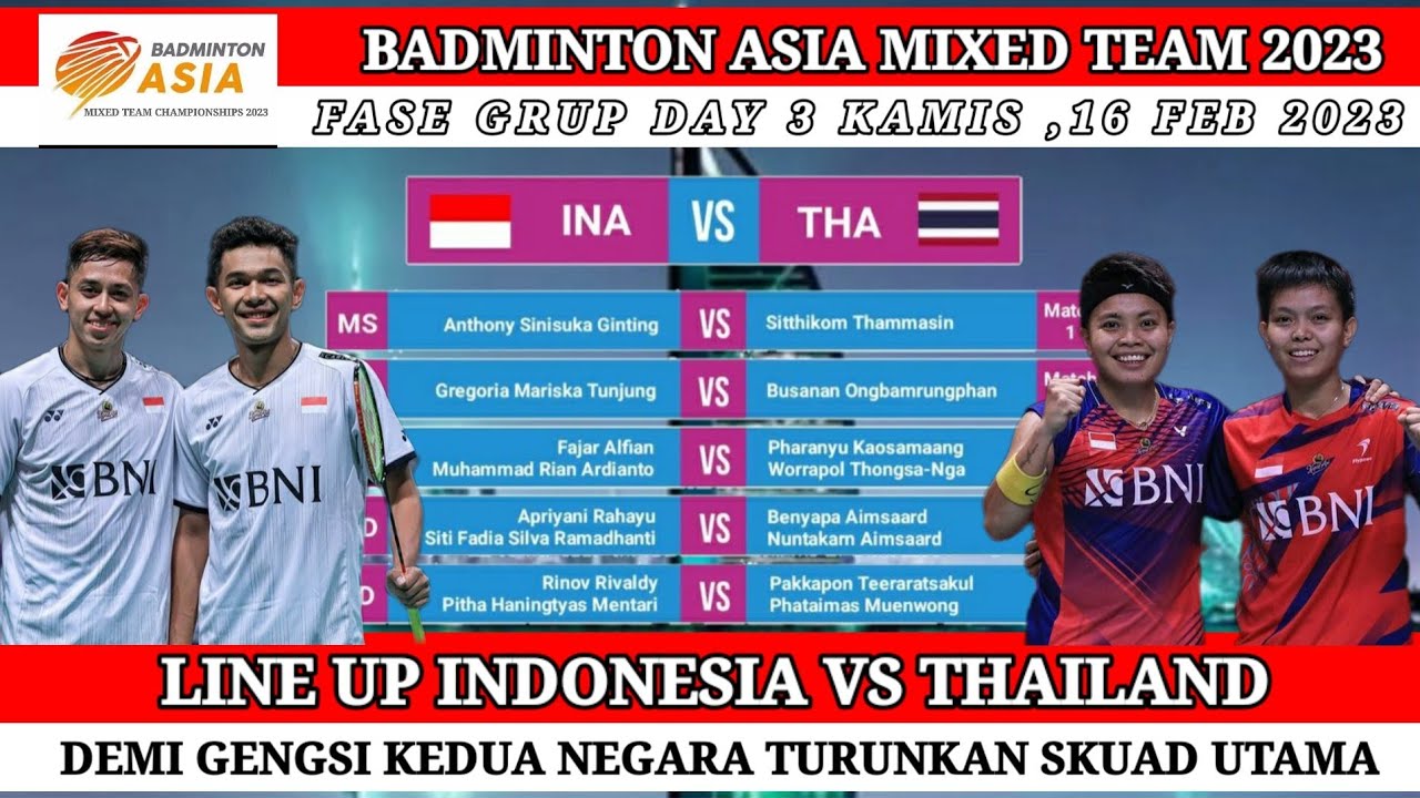 Line Up And Jadwal Badminton Asia Mixed Team Championships 2023