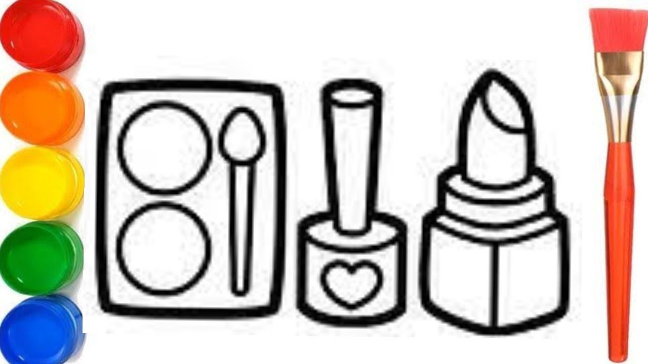 How to draw makeup set | Makeup kit drawing for kids , 10| - YouTube