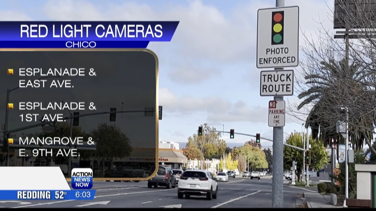 Red light cameras added to third Chico intersection - YouTube