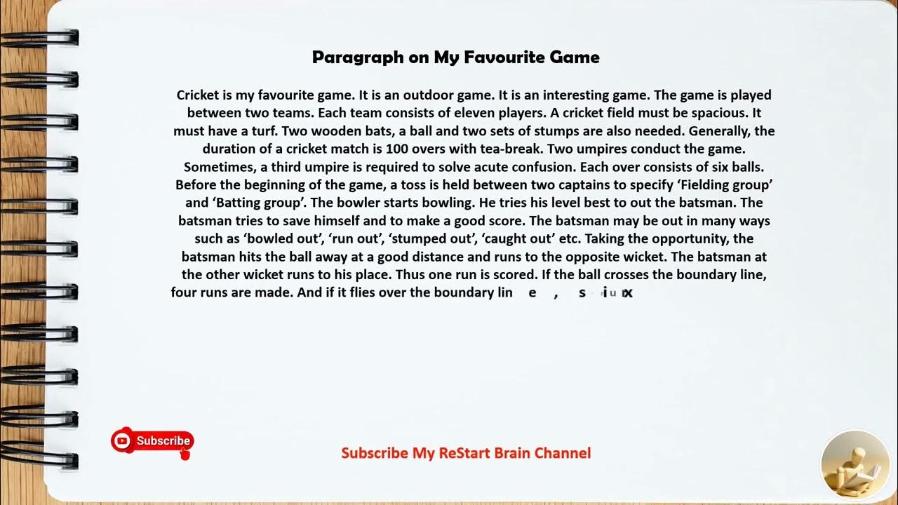Paragraph on My Favourite Game - YouTube