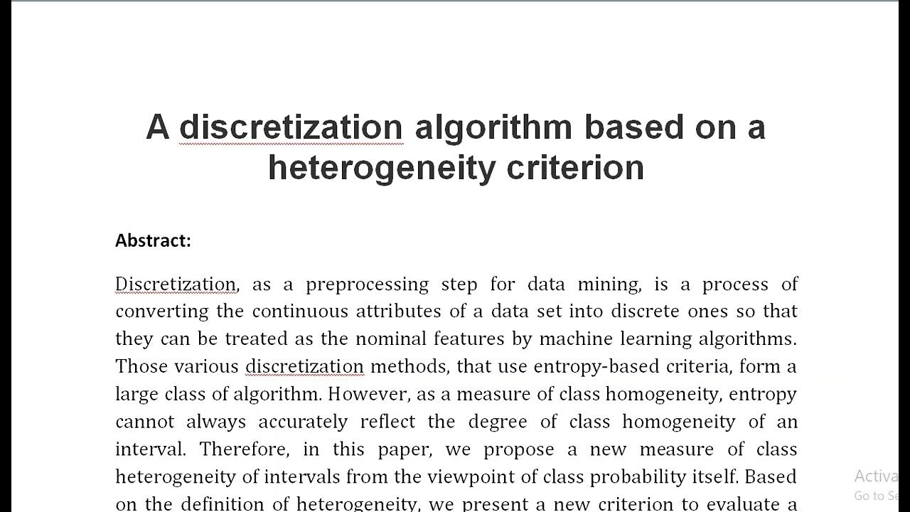 A discretization algorithm based on a heterogeneity criterion - YouTube