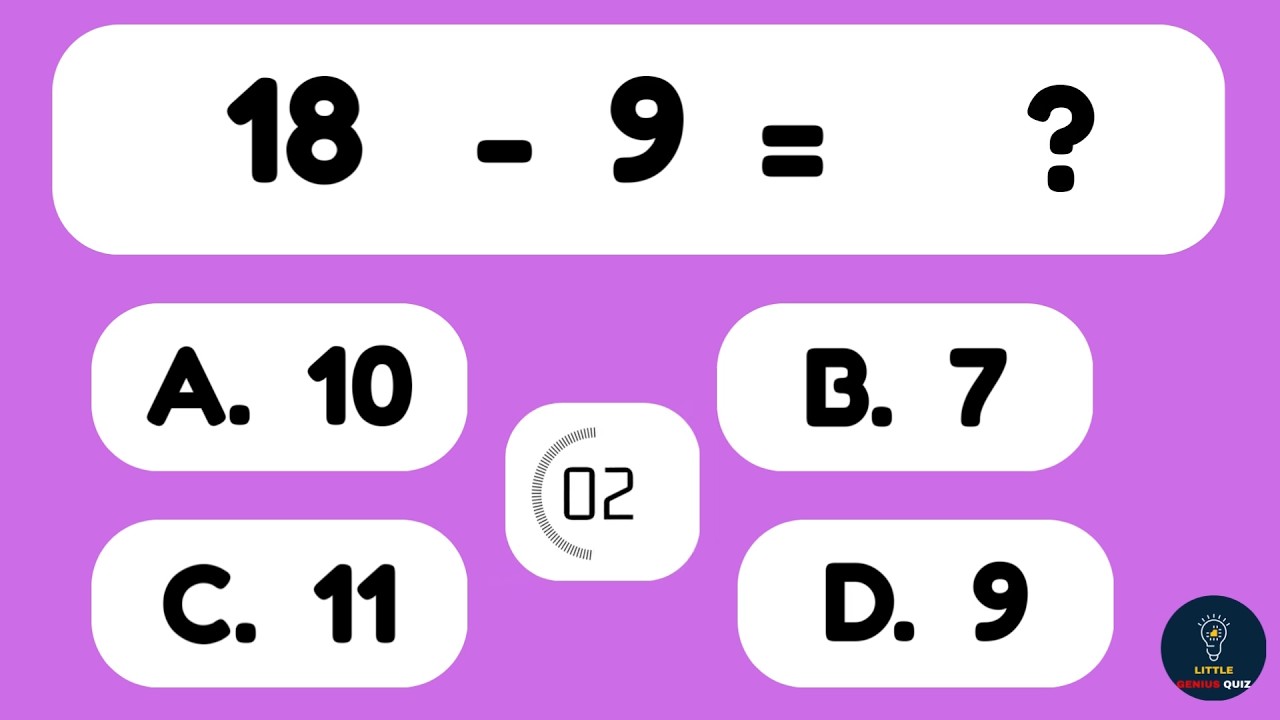 Fun Plus and Minus Quiz for Kids | 20 Easy Math Questions (Ages 6–8 ...