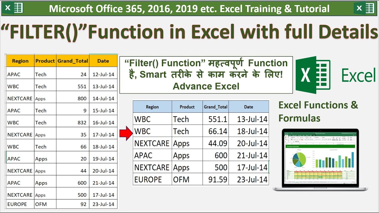 Filter Function In Excel With Full Details Advance Excel Excelfunction Exceltutorialinhindi