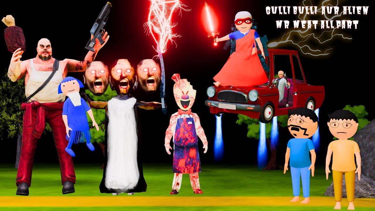 Gulli Bulli & Mr Meat Alien All Parts| Baba Dadi | Train Cartoon ...