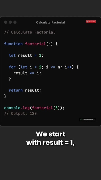 How to Find Factorial of a Number in JavaScript | Quick Tip #javascript #shorts #shortsfeed ...