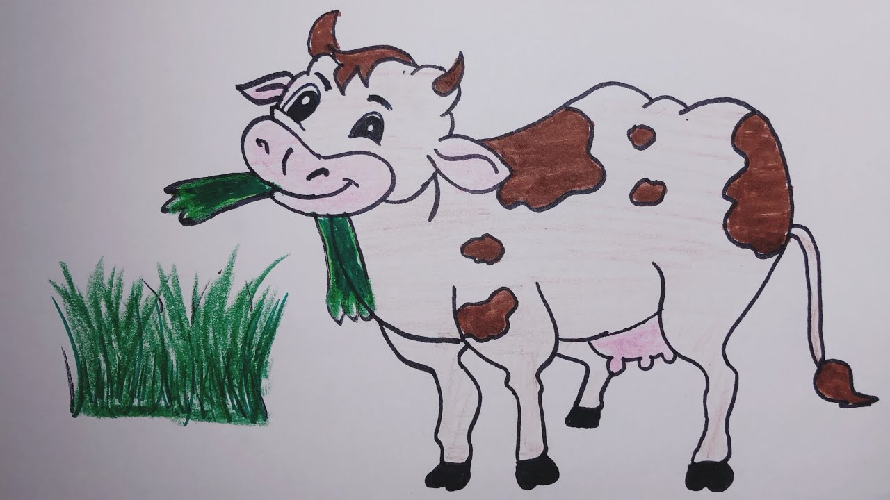 How to draw Cow || Cow drawing easy || Animals drawing easy || #cow # ...