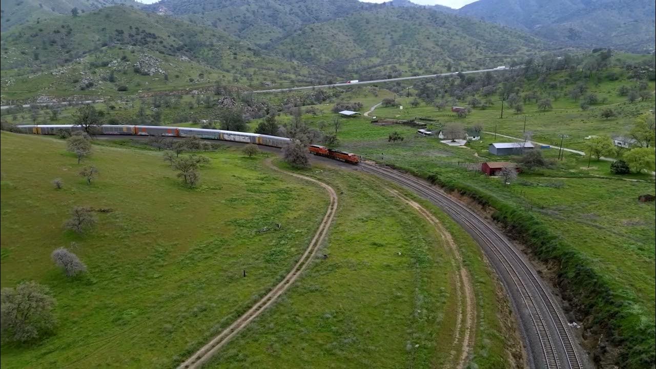 Drone Footage with Audio of a Freight Train on Tehachapi Loop near Keene California - YouTube