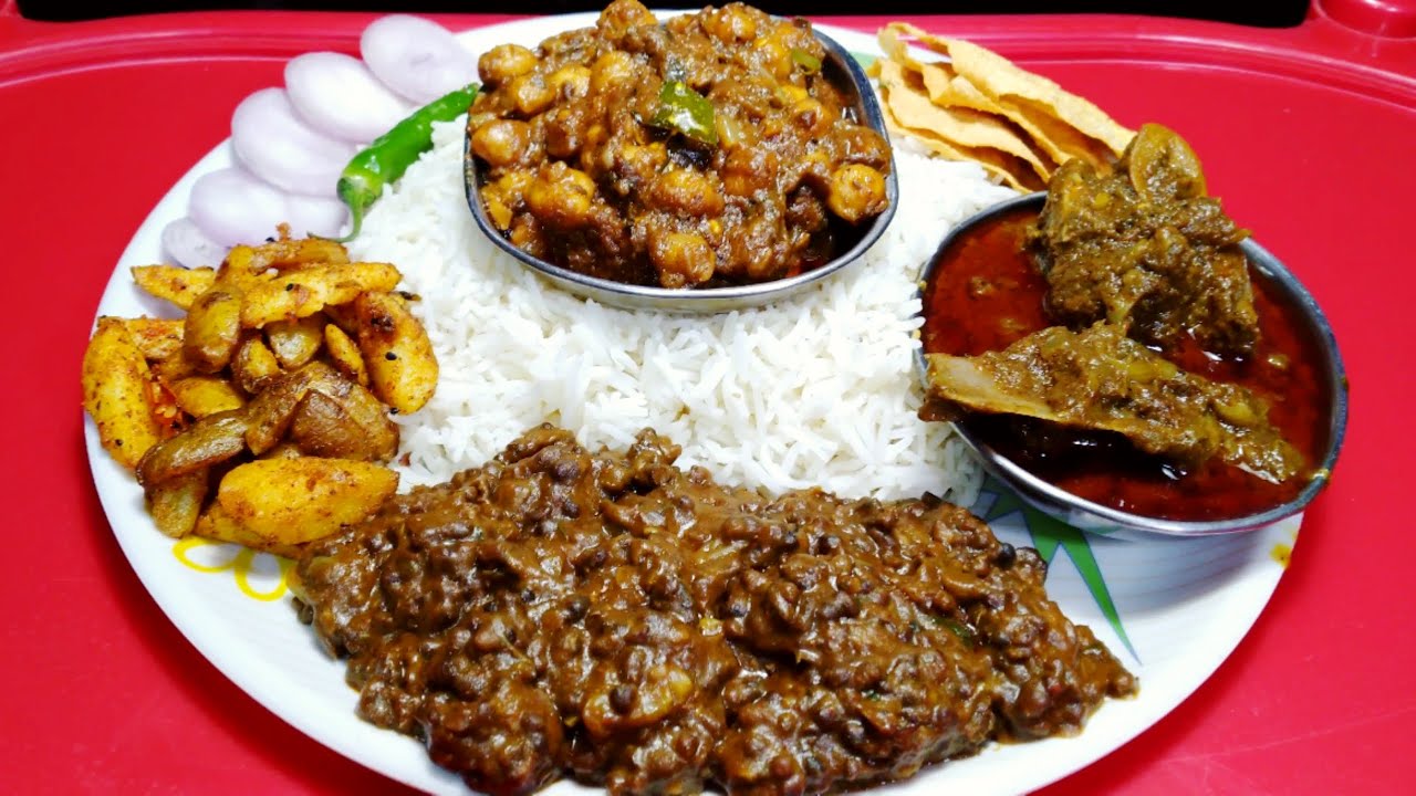 Awesome! Mutton Rice with Egg Tadka and Chana Masala Eating Video 😋 ...