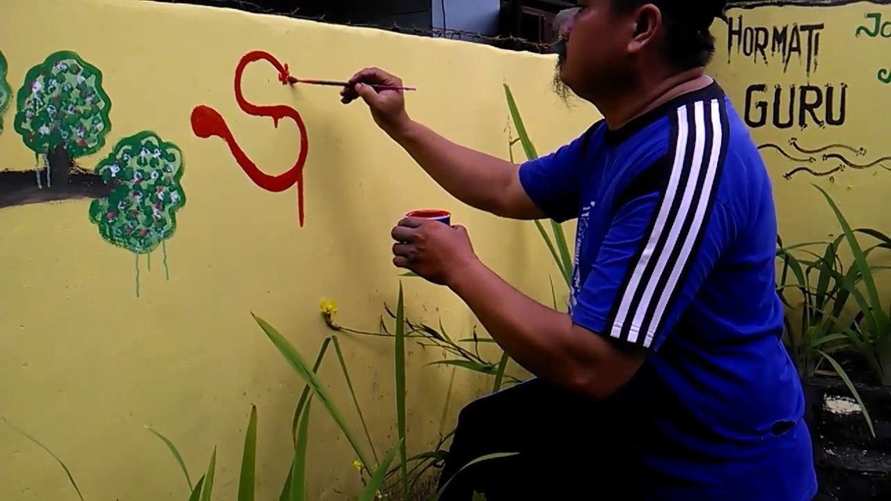 Tutorial cara cepat membuat leter tulisan poster di dinding - YouTube