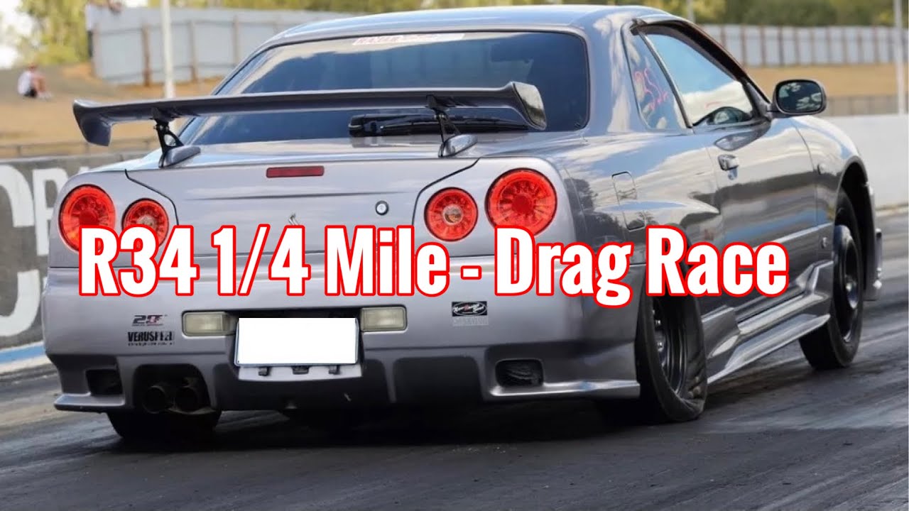 R34 GTT Drag Race - 1/4 Mile - YouTube