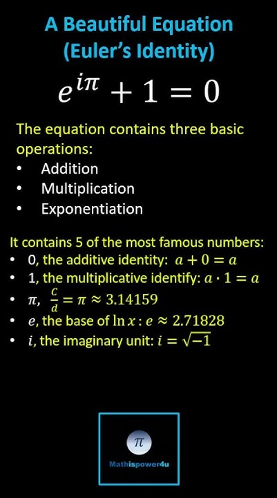 The Most Beautiful Equation: Euler's Identity - YouTube
