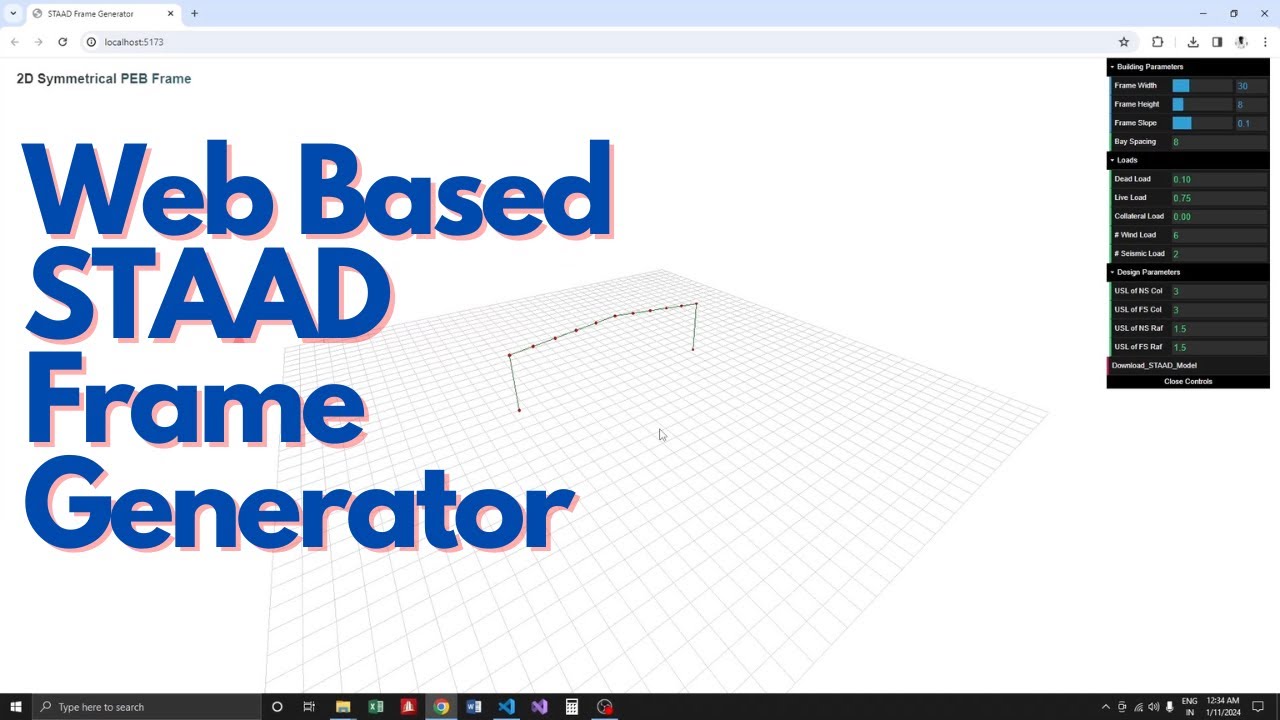 Demo of Automatic Web-Based 2D STAAD Frame Generator - YouTube