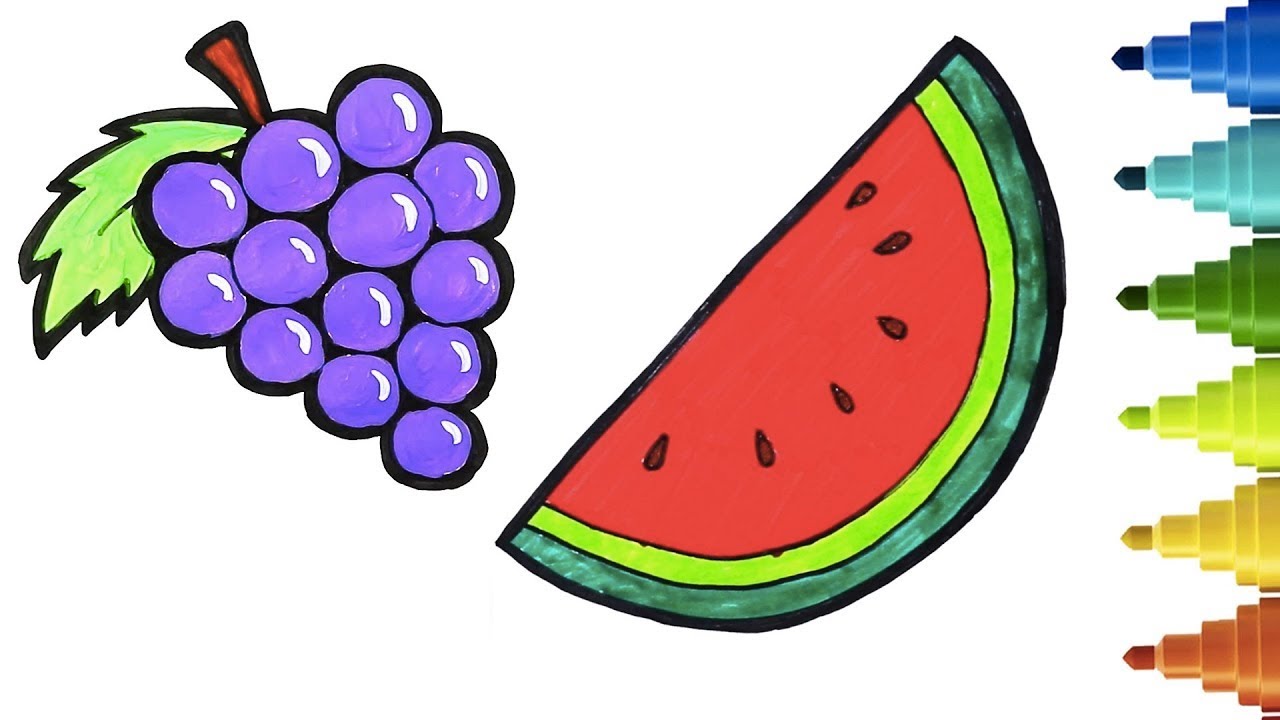 Chiki Art | How To Draw Grapes | Easy Fruit Drawing for Kids | How to ...