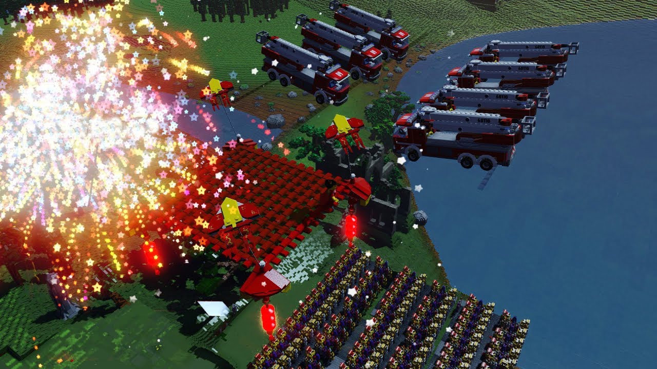 LEGO Worlds cascading fireworks - YouTube