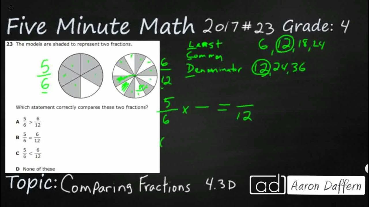 4th Grade STAAR Practice Comparing Fractions (4.3D - #4) - YouTube