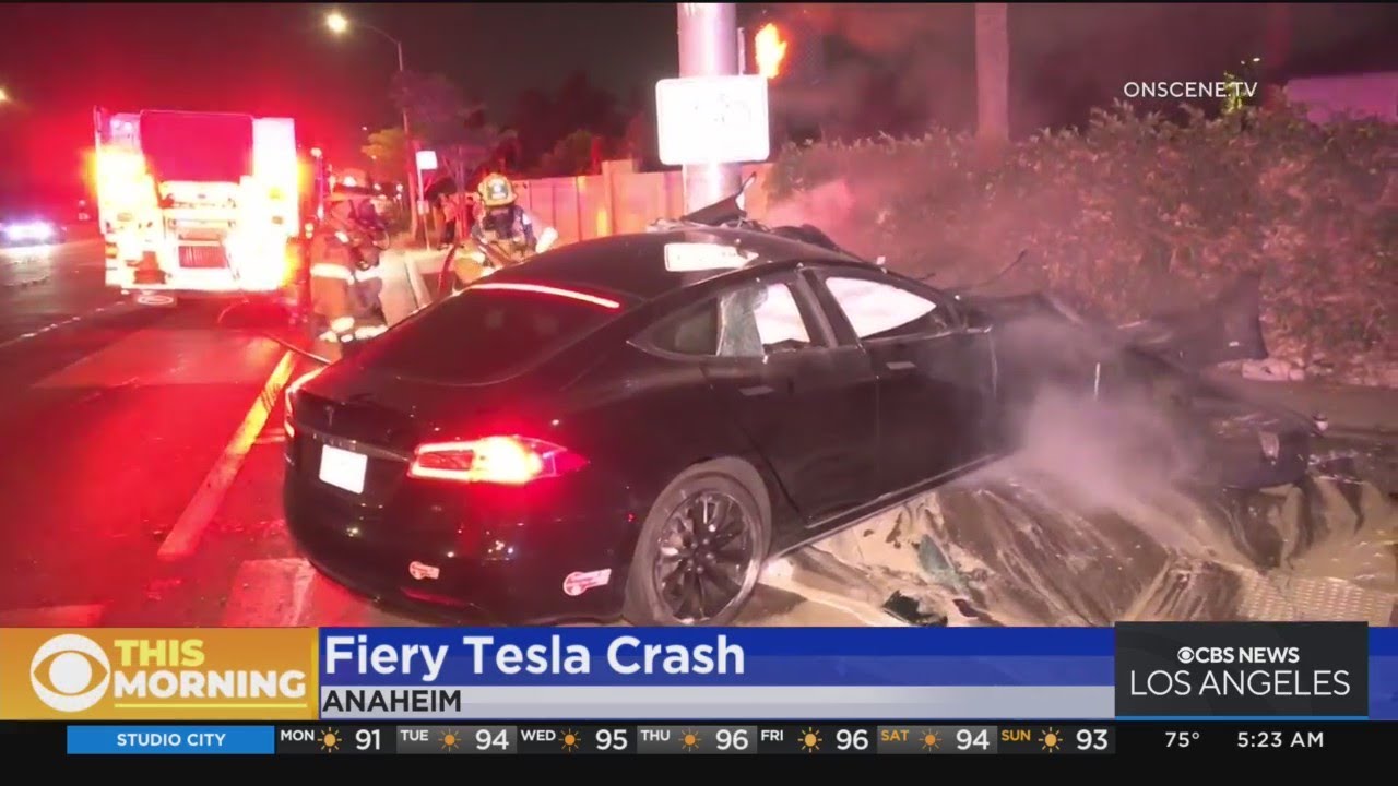 Man behind wheel of Tesla injured after slamming into electrical pole ...