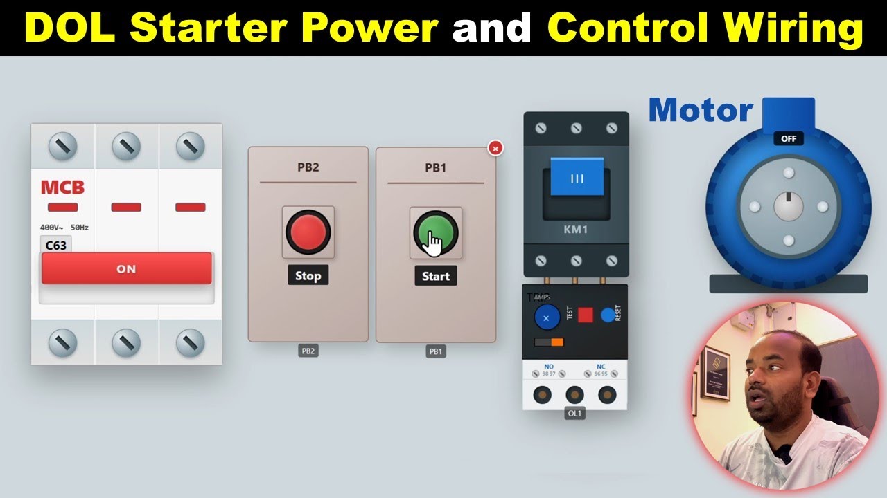 DOL Starter Power and Control Wiring Full Concept Explained ...