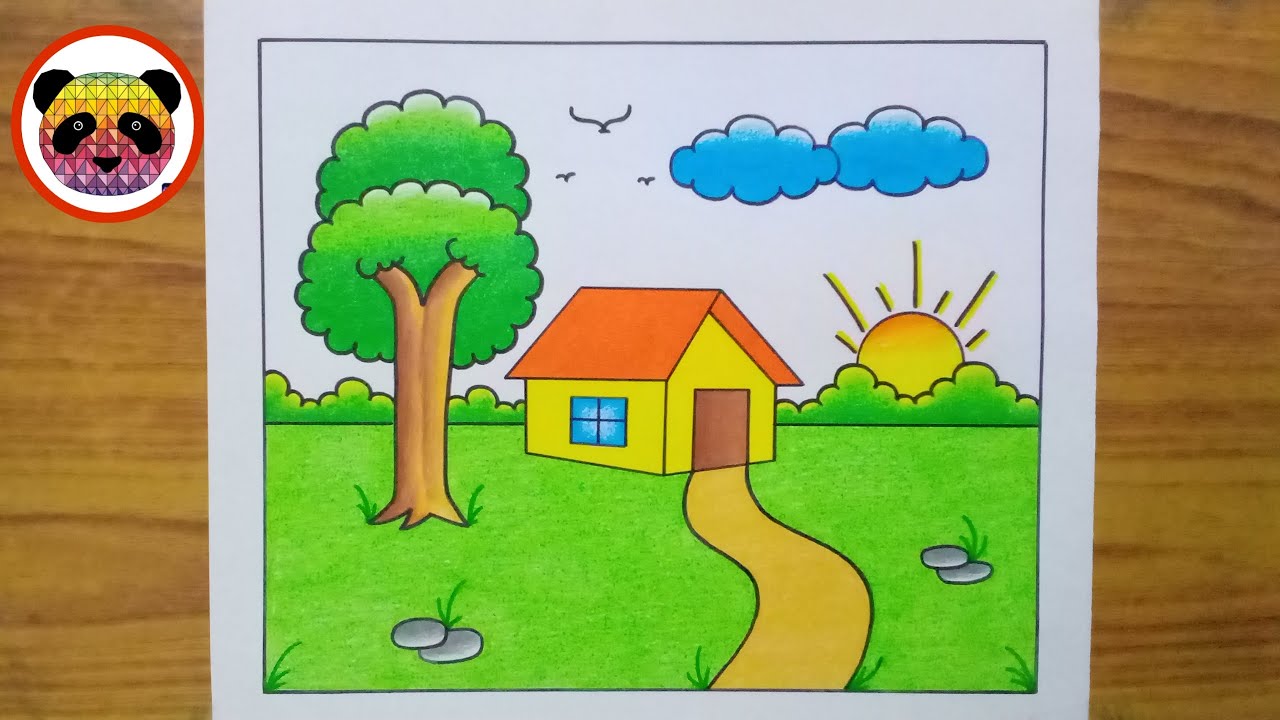 Scenery Drawing / How to Draw Landscape Scenery Step By Step / Nature ...