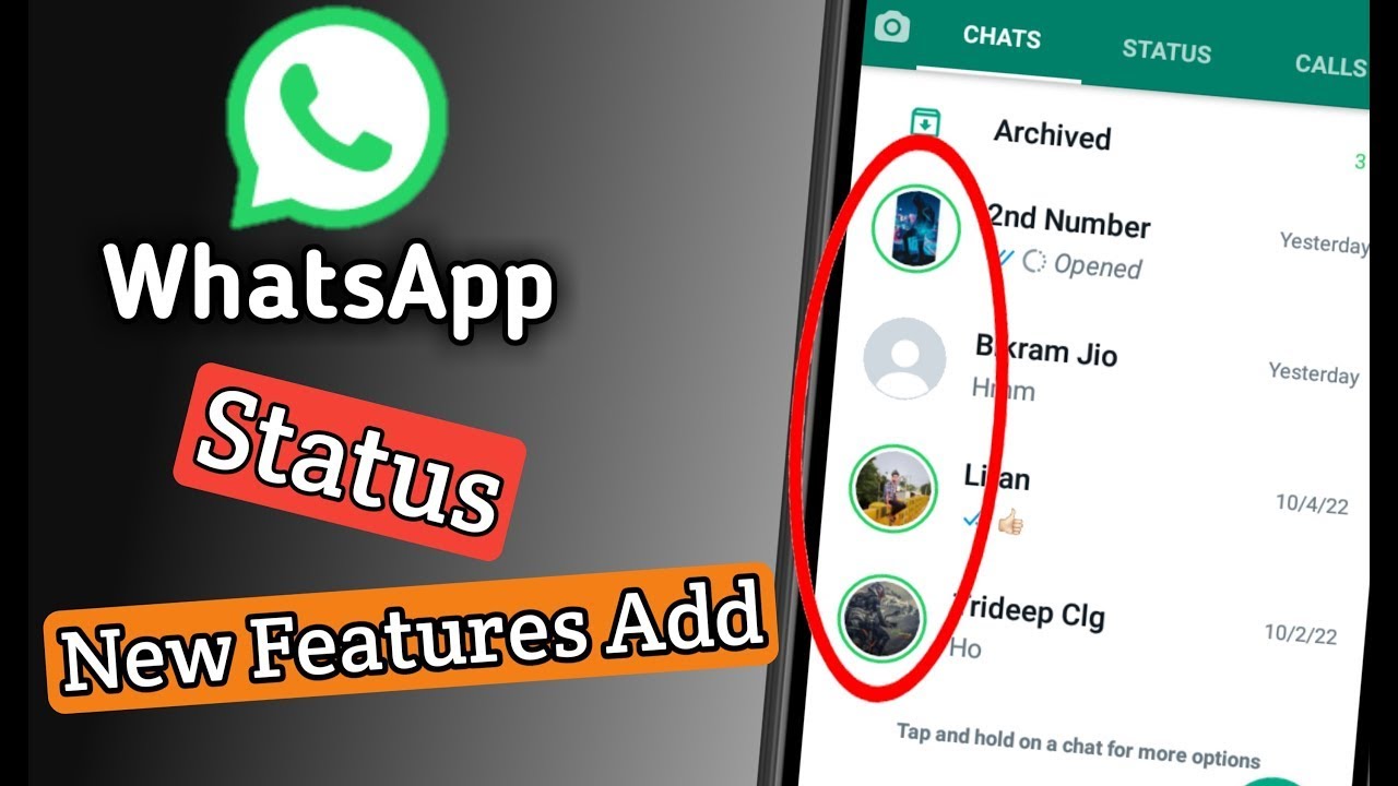 WhatsApp Status Updates In Chat List | WhatsApp Status View Chat List ...