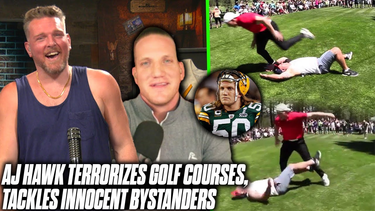 Pat McAfee Reacts To AJ Hawk Tackling Fans At Golf Tournaments Pat McAfee Reacts To AJ Hawk Tackling Fans At Golf Tournaments