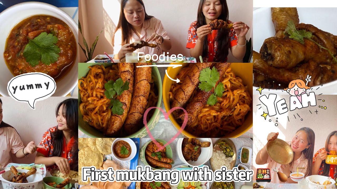 Our very first mukbang 🍱🍗🍜#mukbang #foodie #sisters ️ - YouTube