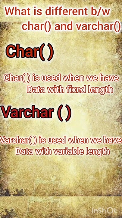Char And Varchar Shorts Mysql Sql Shortvideo Codings Sqlforbeginners Youtube