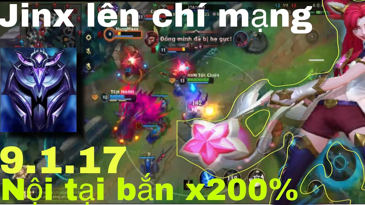 [LMHT: tốc chiến] one champ JINX full tốc đánh + chí mạng x200%bắn cực ...