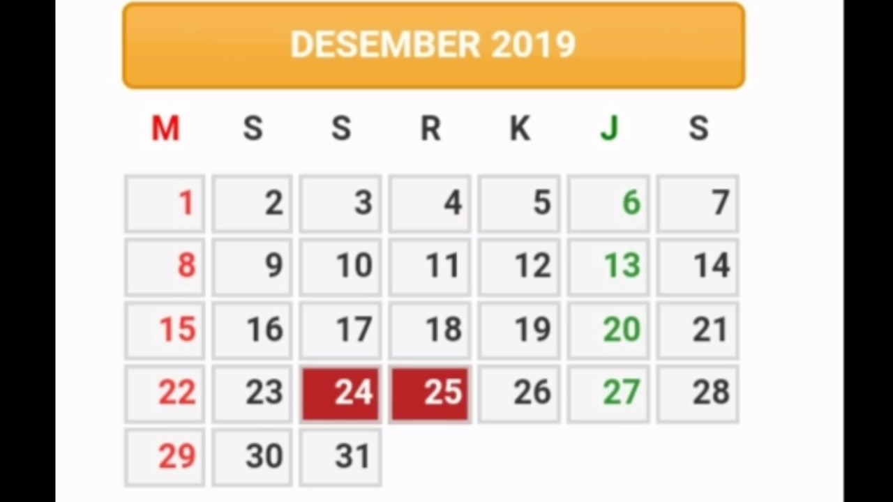 Kalender desember 2019 - YouTube