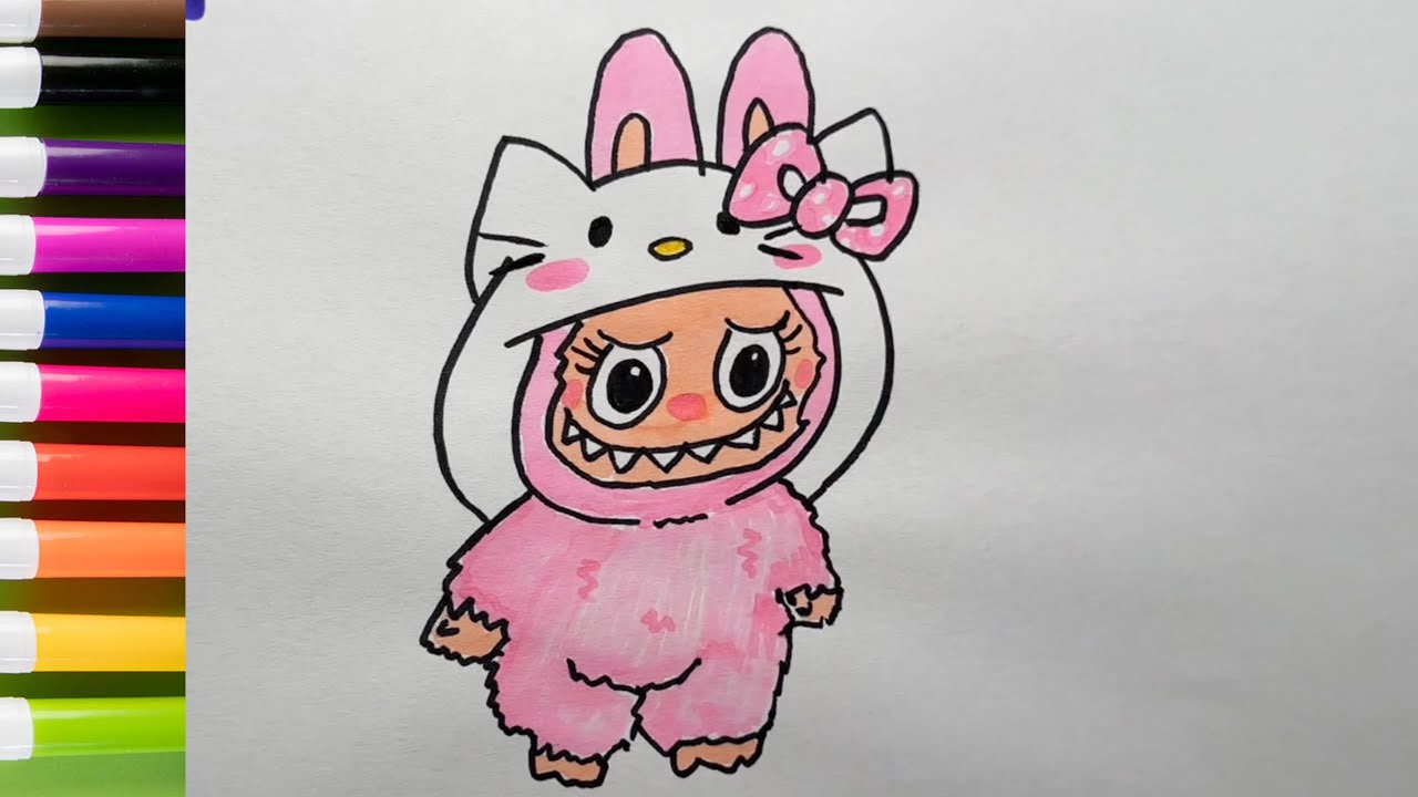 How to Draw a Labubu in Hello Kitty Costume 💕! #drawing #kids #cute # ...