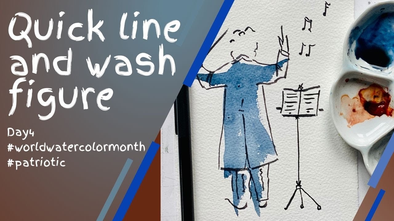 Quick line and wash figure - YouTube