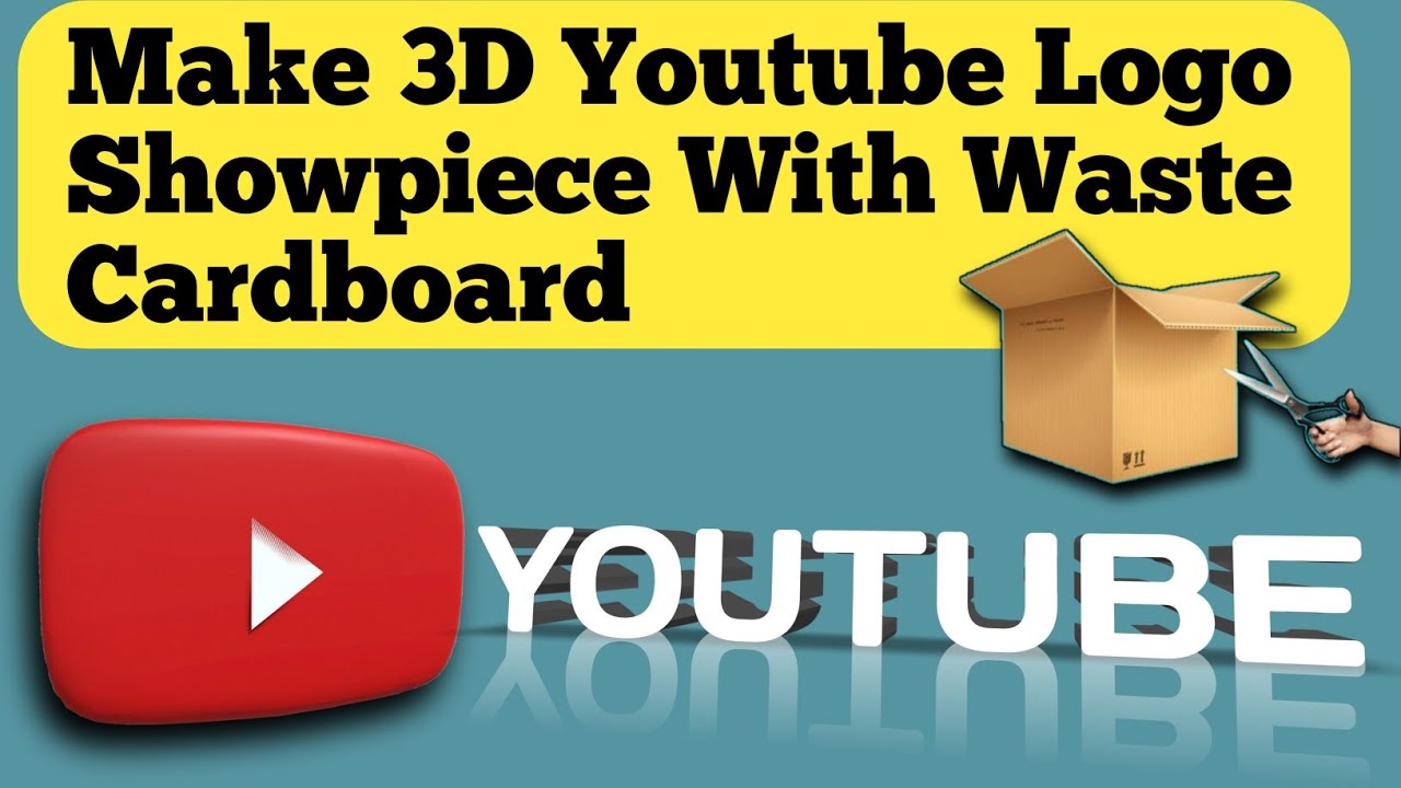 how to make youtube logo with cardboard| youtube logo | 3D Youtube Logo #craftkash #trending ...