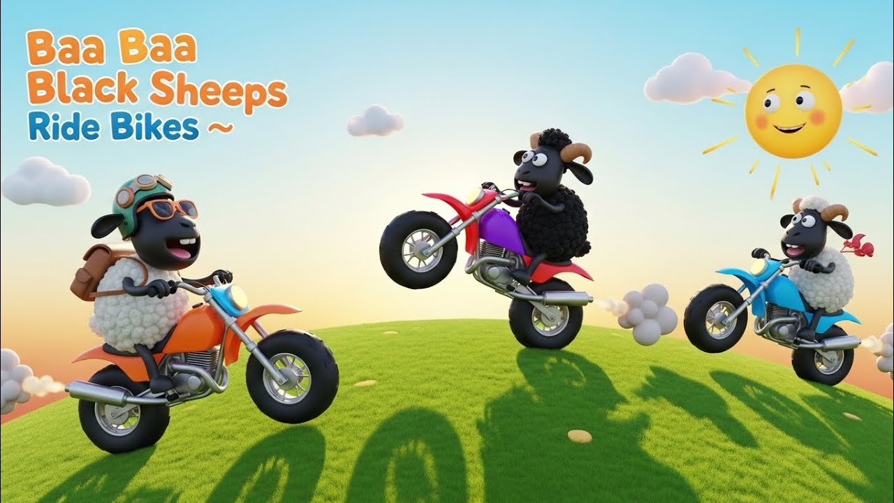 Baa Baa Black Sheep Rides a Bike 🚴‍♂️ | Funny 3D Kids Rhyme & Cartoon ...