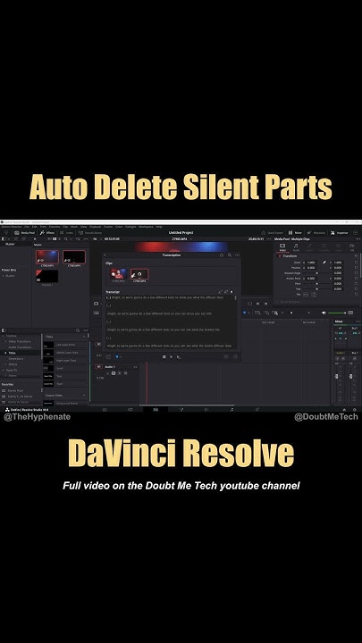 DaVinci Resolve Delete Silent Parts of Clips [ Tutorial ] - YouTube