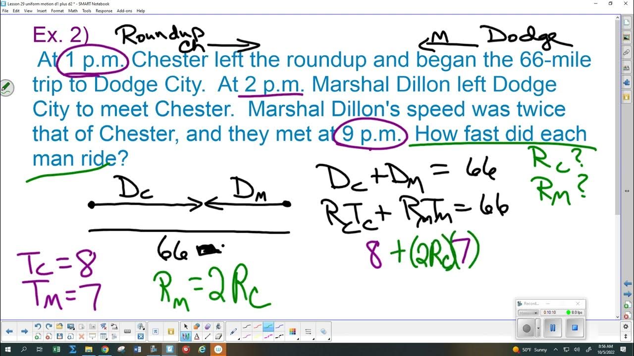 Saxon Algebra 2 Lesson 29 Uniform Motion D1 plus D2 - YouTube