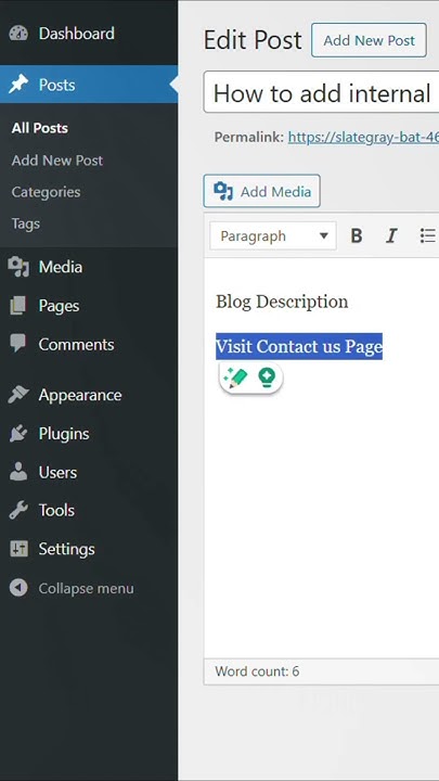 How to add internal links in wordpress #shorts #wordpress - YouTube