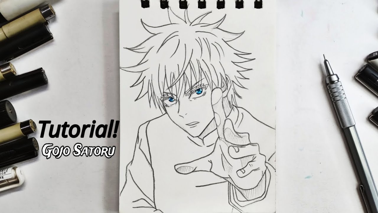 Easy Gojo Satoru drawing with pencil || step by step || Gojo Satoru ...