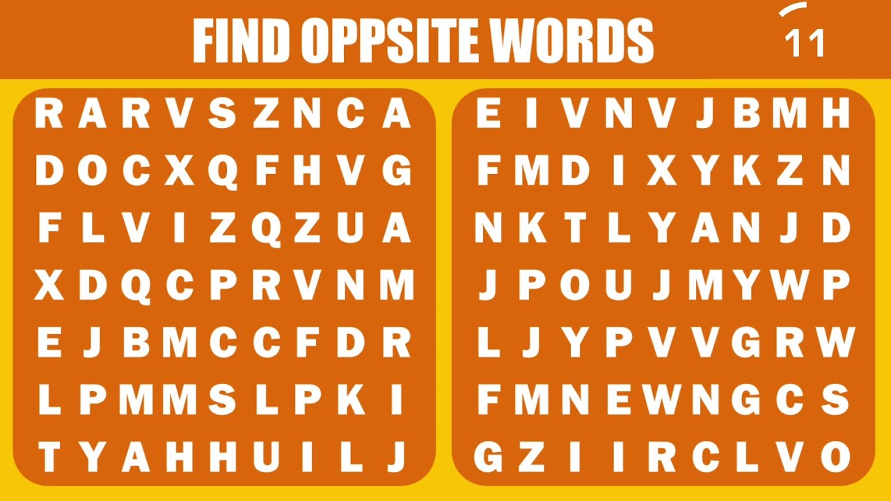 FIND OPPOSITE WORDS 🍎 🍏 I PUZZLE NO 62 I WORD SEARCH I 21th JUNE - YouTube