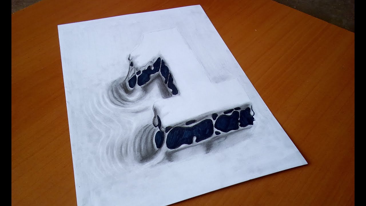 How to Draw number 1 || Draw numbers || trick Art with Pencil || Draw ...