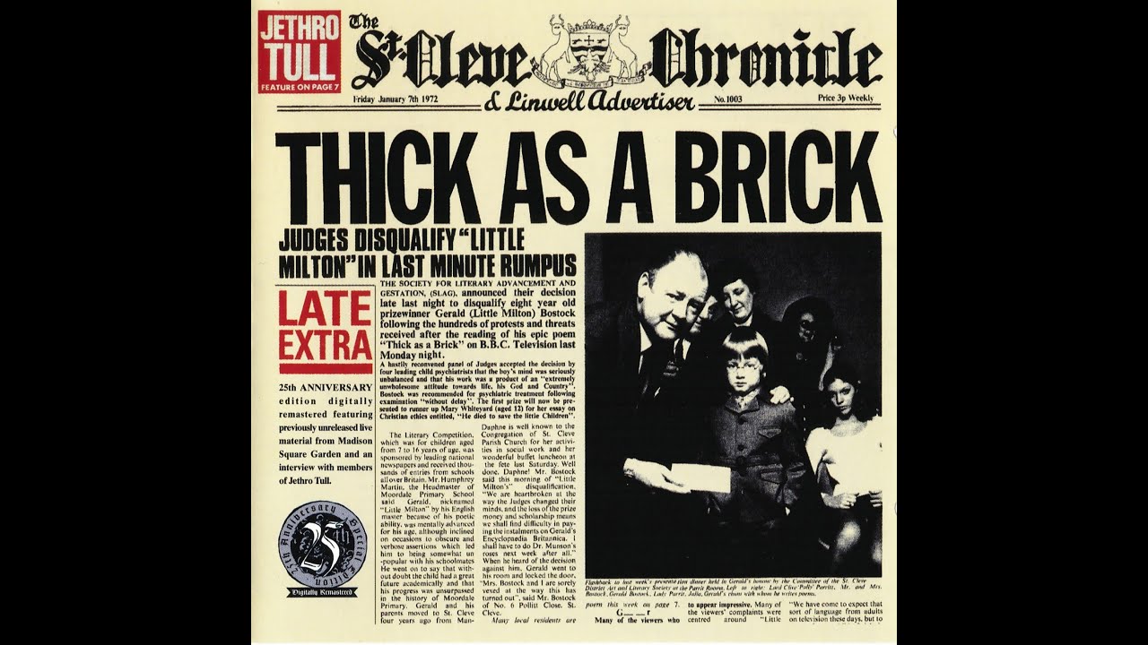 JETHRO TULL - Thick As A Brick (Remastered Full Album, 1997) - YouTube
