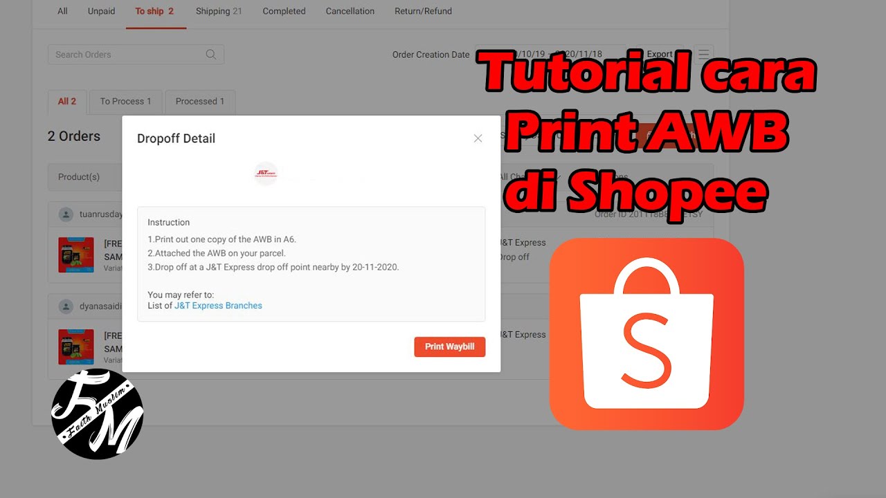 Part 2 Tutorial Print Airway Bill di Shopee - YouTube