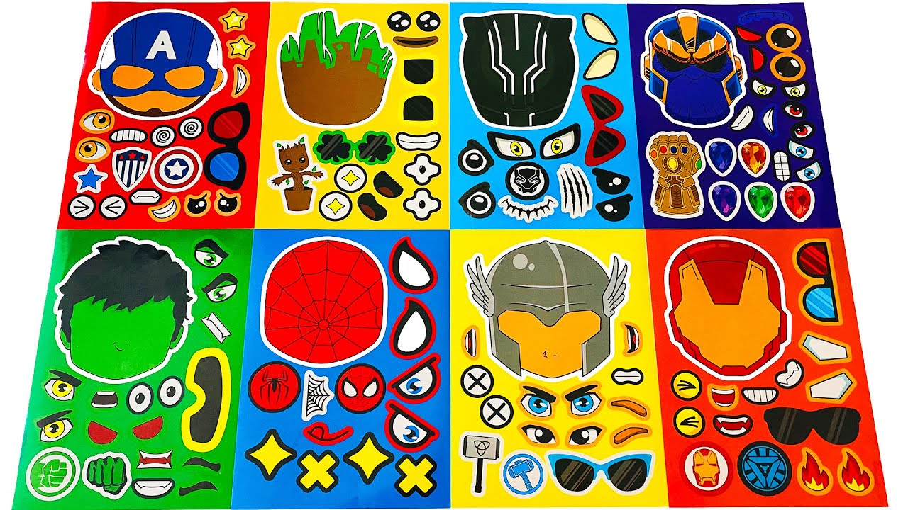 Hulk ,Spiderman ,Iron Man MARVEL Super Hero Paper DIY Satisfying with ...