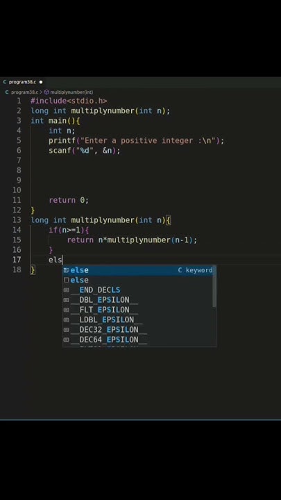 C program to Find Factorial of a Number using Recursion #cprogramming - YouTube
