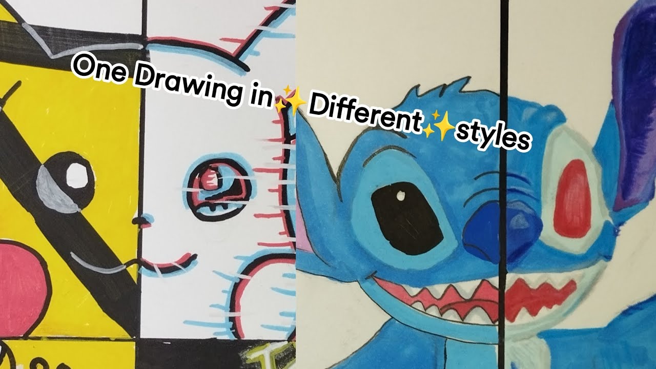 One Drawing, but in Different Styles!! #art #compilation - YouTube