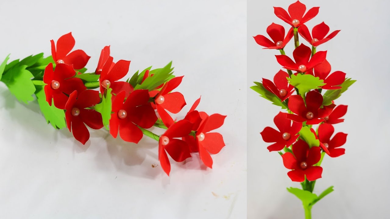 How to make a stick flower - paper flower - YouTube