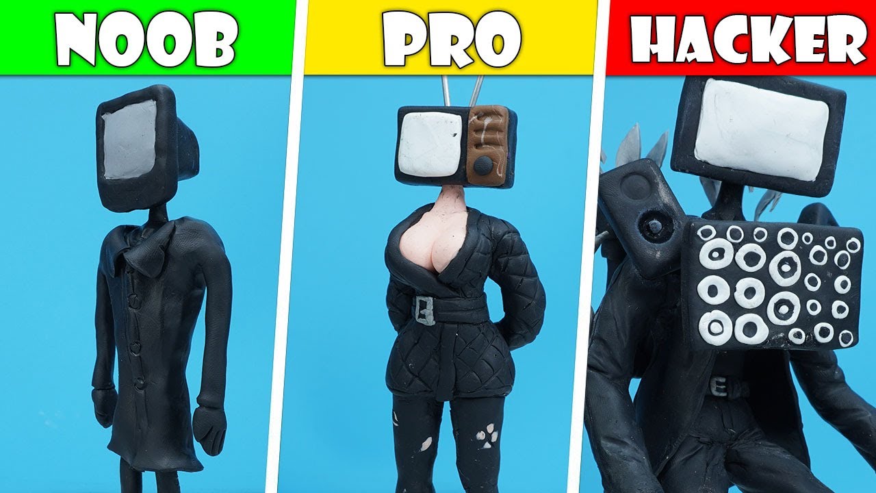 CLAY LEGO Camera Man Toilet Noob, Pro & HACKER Comparison Skibidi ...